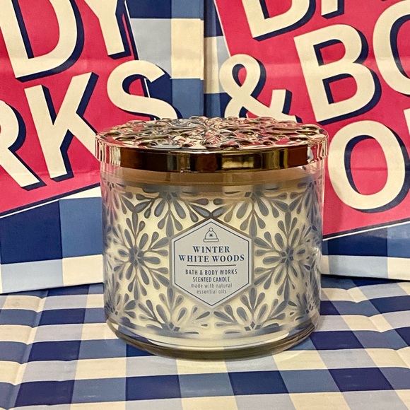 Bath & Body Works | Accents | Winter White Woods 3 Wick Candle Bath ...